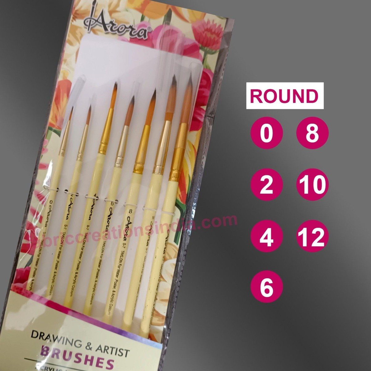 Arora Synthetic Set of 7 round Paint brushes for acrylic, water or ...